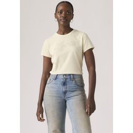 Levi's Levi's Damen Rundhalsshirt &raquo;THE PERFECT TEE&laquo; mit Logo im Metallic-Holo Print beige M (38)