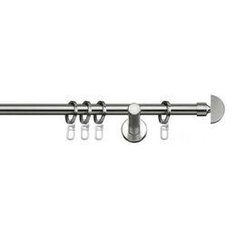 Indeko Gardinenstange &raquo;Duo&laquo; &Oslash; 16 mm 1 l&auml;ufig-l&auml;ufig Fixma&szlig; Komplett-Set inkl. Ringen und Montagematerial silber Stahl B/L: 120cm &Oslash; 16mm, 1 Stk., 1 
