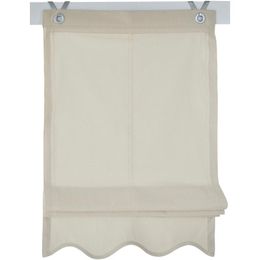 Kutti Raffrollo &raquo;Olivia&laquo; mit Hakenaufh&auml;ngung ohne Bohren freih&auml;ngend blickdicht, Baumwolle, Hakenaufh&auml;ngung beige Obermaterial: 100% Baumwolle 140cm, 