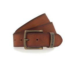 Mustang Herren Mustang Lederg&uuml;rtel aus Rindsleder, mit schlichter Dornschlie&szlig;e in mattem Gold, unifarben braun 85
