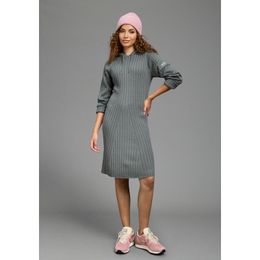 Kangaroos Damen Kangaroos Strickkleid mit Rippstrick, Langarm, figurbetonte Passform, elastisch grau 38, N-Gr