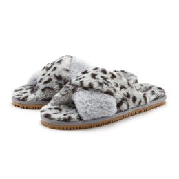 Lascana Damen Lascana Pantolette &raquo;Mule, Sandale, offener Schuh, Hausschuh, Pantoffel,&laquo; mit Leo Print VEGAN grau 35
