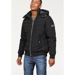Bruno Banani Herren Blouson mit Kapuze aus schnelltrocknendem Material, trendiger Stil schwarz XXXL (58)