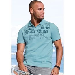 John Devin Herren Poloshirt &raquo;mit Print&laquo; Regular-Fit, aus Slub-Qualit&auml;t, mit Print blau M (48/50)