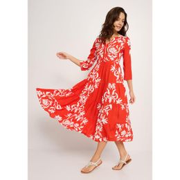 Lascana Damen Lascana Maxikleid mit Blumenprint und Knopfleiste, Sommerkleid, Strandkleid blau 42, N-Gr