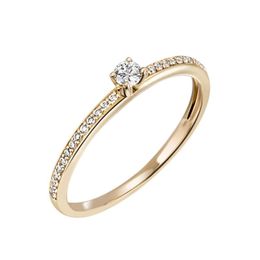 Firetti Solit&auml;rring &raquo;Schmuck Geschenk Gold 585 Damenring Verlobungsring Goldring&laquo; mit Brillanten gold 58, 0,18 SI = kleine Einschl&uuml;sse, Diamanten 