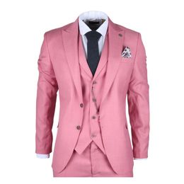 Herren 3-teiliges rosa festliches Anzug-Set f&uuml;r Renntage
