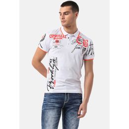 Cipo & Baxx Cipo & Baxx Herren Poloshirt mit markantem Print wei&szlig; 4XL