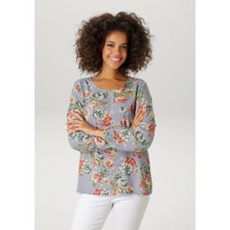 Aniston Casual Damen Aniston CASUAL Schlupfbluse mit farbenfrohen Blumendruck - jedes Teil ein Unikat bunt 44