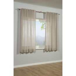 Gardine &raquo;Schal Leinenoptik&laquo; Schlaufen 1 Stk. tlg. mit Gardinenband und verdeckten Schlaufen beige Polyester 175cm, Schlaufen, 140cm