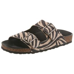 VERBENAS Damen VERBENAS Pantolette &raquo;RANDEL ZEBRA&laquo; Sommerschuh, Hausschuh, Urlaubsschuh mit zwei verstellbaren Schnallen beige 38