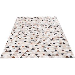 Theko Fellteppich &raquo;Kobe&laquo; rechteckig 3 mm H&ouml;he Patchwork, handgen&auml;ht, echtes Rinderfell in Naturt&ouml;nen bunt Kuhfell, Leder B : 70cm 1 Stk., 3mm, L: 