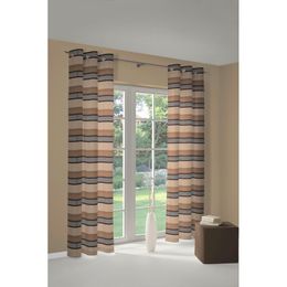WIRTH Vorhang &raquo;Menorca&laquo; &Ouml;sen 1 Stk. tlg. beige Baumwolle, Polyester 145cm, &Ouml;sen, 135cm