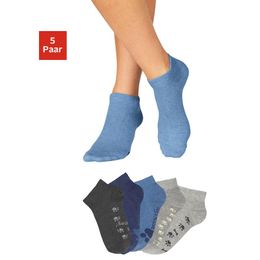 Arizona Damen Sneakersocken &raquo;Damensocken Motivsocken&laquo; Packung, 5 Stk. tlg. mit s&uuml;&szlig;em Pfotendesign unter der Sohle blau 39-42