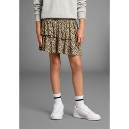 Kidsworld M&auml;dchen Kidsworld Jerseyrock &raquo;Viskose-Rock mit Leo-Allover&laquo; Trendiger Rock im Leoprint beige 104/110