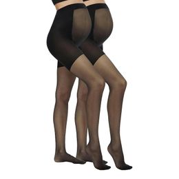 MAMALICIOUS Damen Umstandsstrumpfhose &raquo;MLSABRINA SUPPORT PANTYHOSE 30DEN 2-P NO&laquo; Packung, 2 Stk. Materialmix, eng anliegend schwarz L