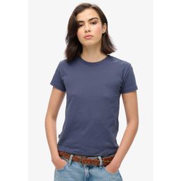 Superdry Damen Kurzarmshirt &raquo;SU-ESSENTIAL LOGO 90'S T SHIRT&laquo; angenehmes Tragegef&uuml;hl durch besonders weiche Haptik blau XL