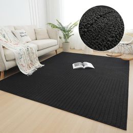 OTTO home Teppich &raquo;Jola Hoch-Tief-Design, Scandi-Look, Zen&laquo; rechteckig 10 mm H&ouml;he Boho, Modern, 3D, Wohnzimmer, Schlafzimmer, wasserabweisend schwarz 