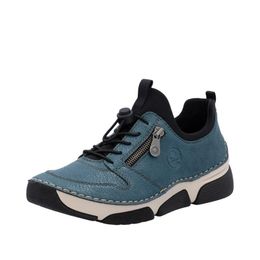 Rieker Damen Slip-On Sneaker Schlupfschuh, Halbschuh, Freizeitsneaker, Gummizug, Schnellverschluss blau 36
