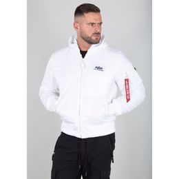 Alpha Industries Herren Bomberjacke &raquo;MA-1 ZH Back Print&laquo; mit Kapuze Kunstfaser, slim fit wei&szlig; XL