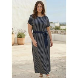 Laura Scott Curve Damen Laura Scott CURVE Maxikleid &raquo;Gro&szlig;e Gr&ouml;&szlig;en&laquo; in modernem Streifen-Design blau 50, N-Gr