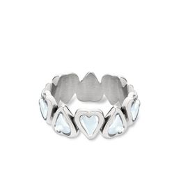 Liebeskind Berlin Damen Fingerring &raquo;Glass Heart, Herz&laquo; mit Glasstein 54, Edelstahl, 8mm