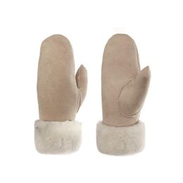 Pearlwood Damen Pearlwood Lederhandschuhe &raquo;FIONA&laquo; Velourleder, Fausthandschuh, warm gef&uuml;ttert beige 7