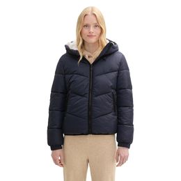 Tom Tailor Denim Damen Tom Tailor Denim Steppjacke mit Kapuze mit Kapuze blau XL (42)