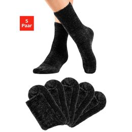 Lavana Damen Kuschelsocken &raquo;Flauschige, Kuschel Schlafsocken, Haussocken&laquo; Packung, 5 Stk. tlg. Bettsocken aus weichem, leicht gl&auml;nzendem Chenillegarn 