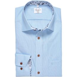 MARVELIS Herren MARVELIS Langarmhemd mit New-Kentkragen, modern fit, b&uuml;gelfrei blau 43, Verl&auml;ngerter Arm