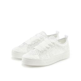 Lascana M&auml;dchen Lascana Sneaker &raquo;Schn&uuml;rhalbschuhe, Freizeitschuhe,&laquo; mit leichter Plateausohle und Spitze VEGAN wei&szlig; 36
