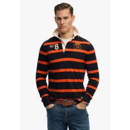 Superdry Herren Langarmshirt &raquo;DOUBLE EMBLEM STRIPE RUGBY&laquo; aus Baumwolle und Single Jersey, Relaxed Fit, gestreifte Optik orange XXL