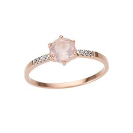 Firetti Damen Goldring &raquo;Schmuck Geschenk Gold 333 Damenring Goldring Edelstein Farbstein Quarz&laquo; Made in Germany - mit Rosenquarz - mit Brillanten rosa