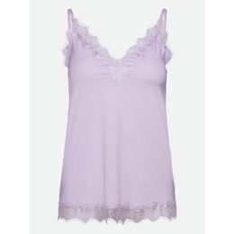 rosemunde Damen rosemunde Spaghettitop &raquo;Billie Strap Top&laquo; Vintage-Spitzenbesatz an Ausschnitt und Saum, feminin lila 36