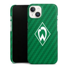 DeinDesign iPhone 14 Handy Premium Case Smartphone Handyh&uuml;lle Schutzh&uuml;lle gl&auml;nzend Carbon Official Licensed Product Sv Werder Bremen Premium Case