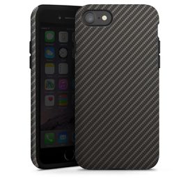 DeinDesign iPhone SE (2022) Handy Panzer Handyh&uuml;lle robuste Outdoor H&uuml;lle Schutzh&uuml;lle matt Carbon Muster Metallic Look Tough Case