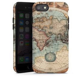 DeinDesign iPhone SE (2020) Handy Panzer Handyh&uuml;lle robuste Outdoor H&uuml;lle Schutzh&uuml;lle matt World Map Vintage Map Tough Case