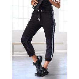 H.I.S. H.I.S Damen Relax-Caprihose mit seitlichen Tapestreifen schwarz S (36/38), N-Gr