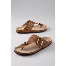 Aniston Shoes Damen Aniston SHOES Zehentrenner Sommerschuh, Strandschuh, Hausschuh - NEUE KOLLEKTION braun 38
