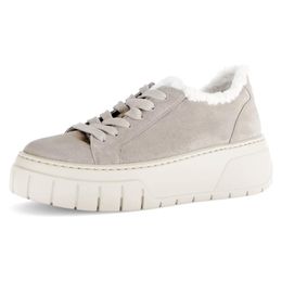 Gabor Damen Plateausneaker , Plateau, Freizeitschuh, Halbschuh, Schn&uuml;rschuh mit Warmfutter-Kragen beige 40