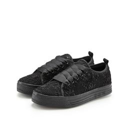 Lascana M&auml;dchen Lascana Sneaker &raquo;Schn&uuml;rhalbschuhe, Freizeitschuhe,&laquo; mit leichter Plateausohle und Spitze VEGAN schwarz 42