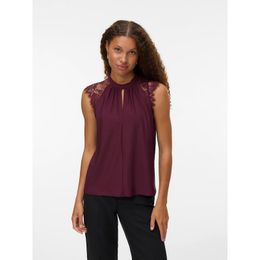 V&eacute;ro Moda Vero Moda Damen Spitzentop &raquo;VMMILLA SL LACE TEE&laquo; Materialmix, regular fit lila S
