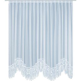 WIRTH Gardine &raquo;Elena&laquo; Faltenband 1 Stk. tlg. veredelt mit echter Plauener Spitze Stickerei, rund wei&szlig; Sabl&eacute;, Polyester 245cm, Faltenband, 450cm