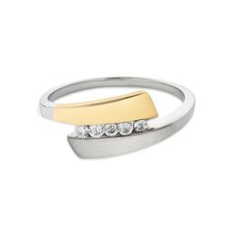 Bruno Banani Damen Fingerring &raquo;Schmuck Geschenk Silber 925 Damenring&laquo; mit Zirkonia (synth.) gold 56, Silber 925 (Sterlingsilber), 1,4mm