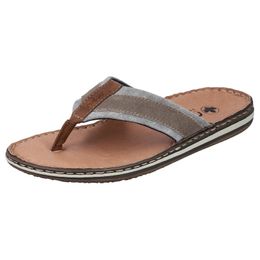 Rieker Herren Zehentrenner , Sommerschuh, Schlappen, Poolslides, Badeschuh, mit Leder-Innensohle grau 43