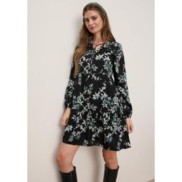 Tamaris Damen A-Linien-Kleid &raquo;mit Blumen-Design und R&uuml;schen&laquo; aus Viskose 38, N-Gr