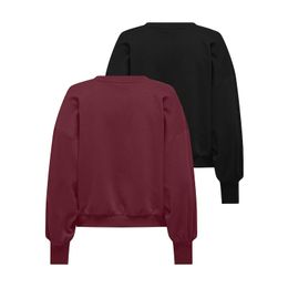 Only Damen Only Sweatshirt &raquo;ONLBROOKE L/S O-NECK SOLID 2 PACK SWT&laquo;, 2 Baumwollmischung, regular fit rot M