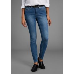 Arizona Damen Slim-fit-Jeans &raquo;Shaping&laquo; enge Passform, R&ouml;hrenjeans, Used-Look-Waschung, hohe Leibh&ouml;he blau 42, N-Gr