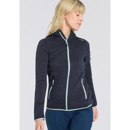 CMP Damen CMP Strickfleecejacke &raquo;KNITTED MELANGE HOODY WOMAN HOODY JACKET&laquo; mit Kapuze mit Rei&szlig;verschlusstaschen, atmungsaktiv, schnell trocknend grau 