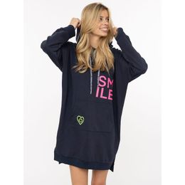 Zwillingsherz Damen Sweatkleid &raquo;"Alissa"&laquo; Kapuze, K&auml;ngurutasche, Neon-Details, Print schwarz L/XL, N-Gr
